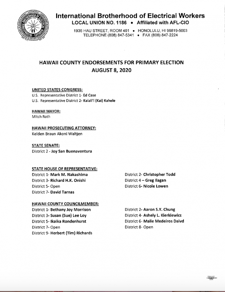 IBEW LOCAL 1186 Endorsements - Get out and vote! - IBEW 1186