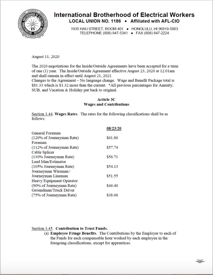 2020-2021 Inside/Outside Agreement update - IBEW 1186