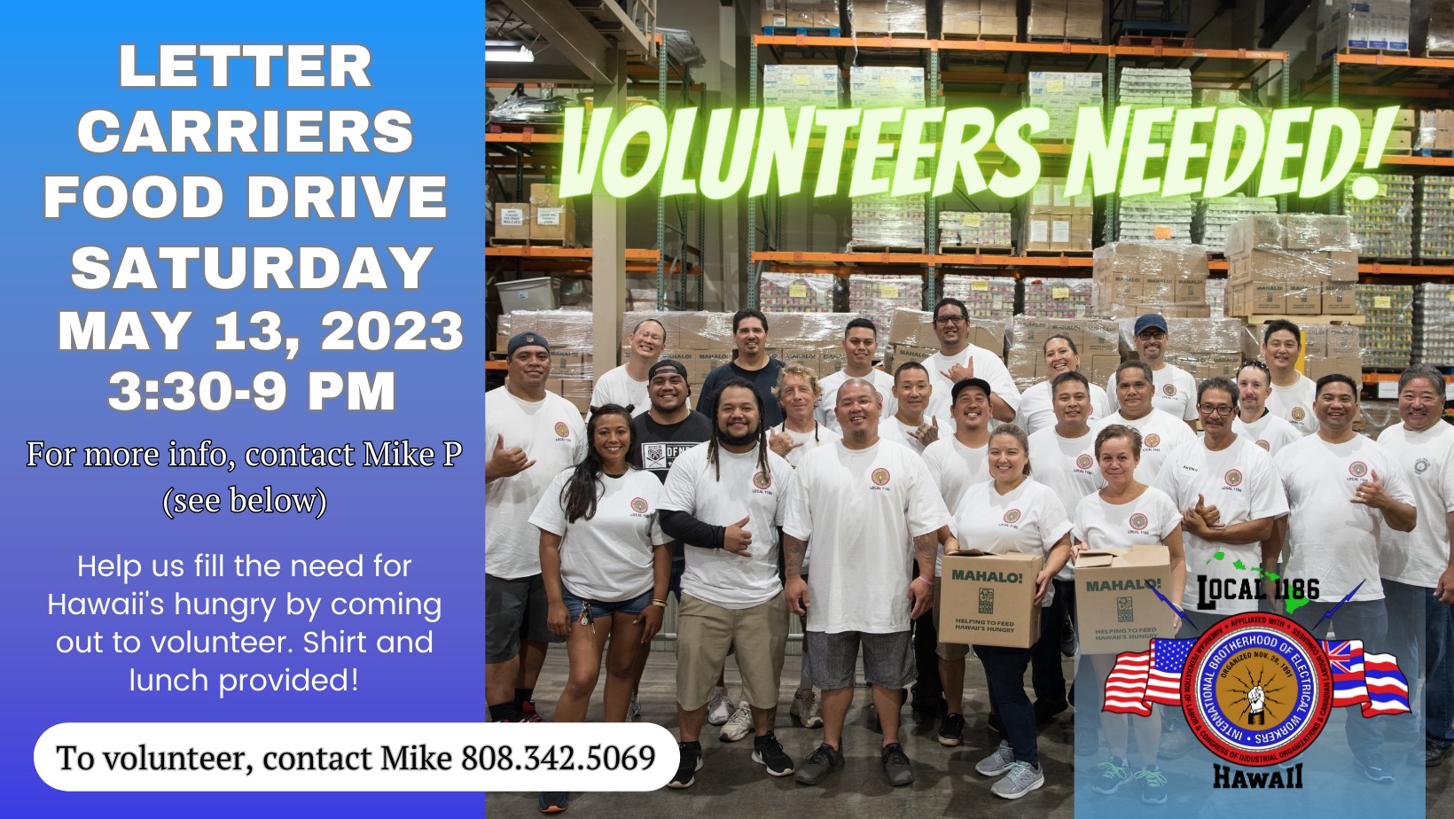 VOLUNTEERS NEEDED for food drive on May 13, 2023! - IBEW 1186