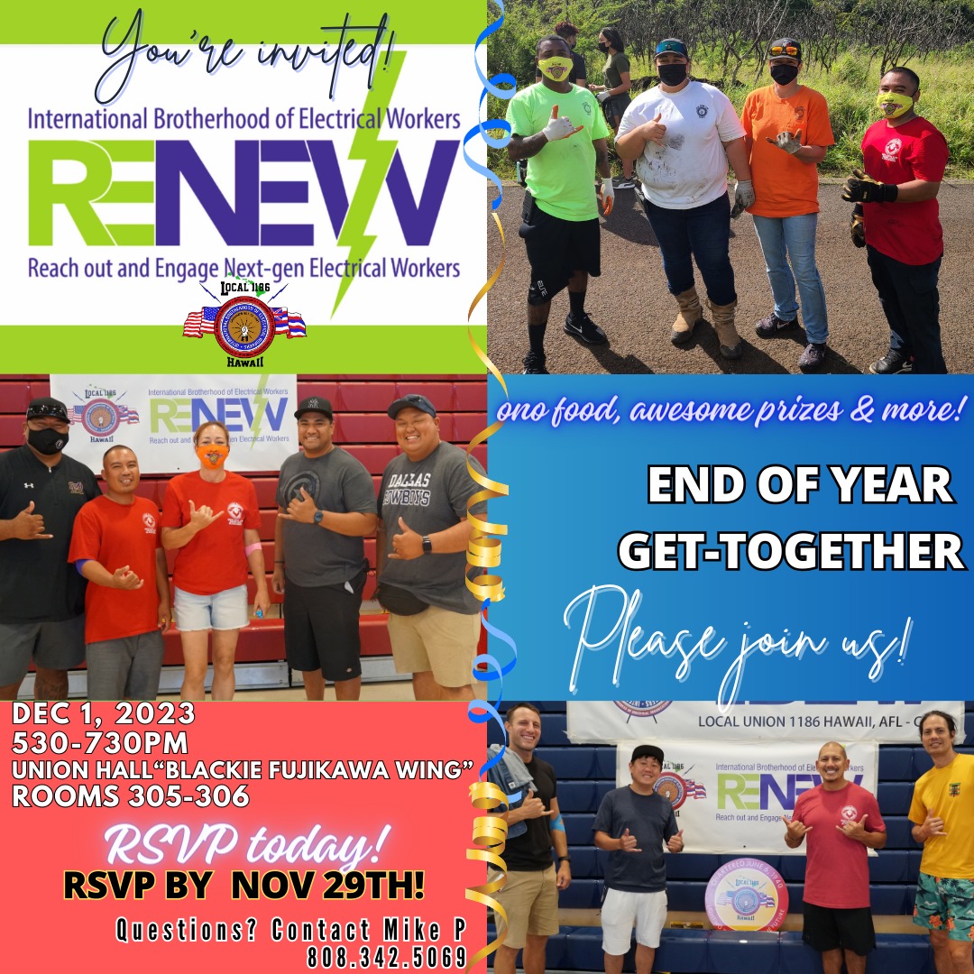 RENEW "End of year" get-together - Dec 1st - IBEW 1186