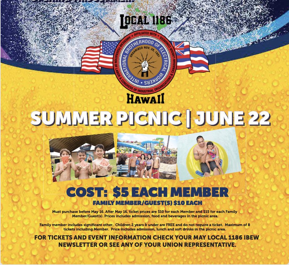 2025 Oahu Summer Picnic Registration – IBEW 1186
